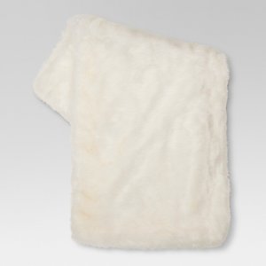 Threshold Faux Fur Throw Blanket (50x60) - Cream