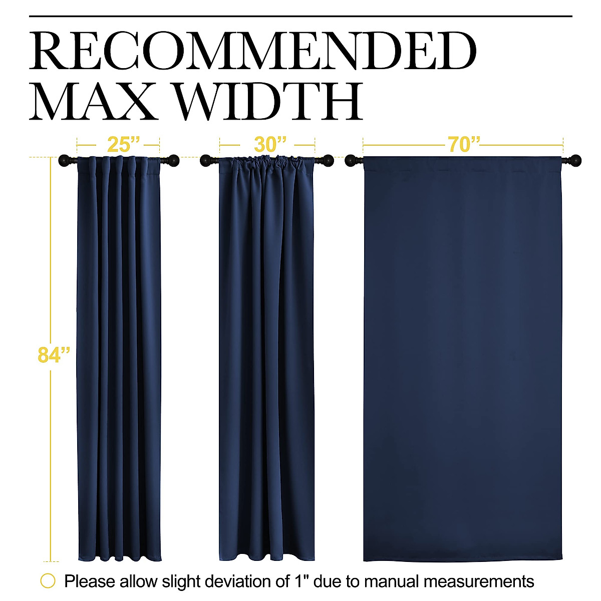 NICETOWN Vertical Blinds Window Curtain Panels - (Navy Color) 70 by 84 inches, Set of 2 Panels, Energy Saving Blackout Curtains for Hall Room