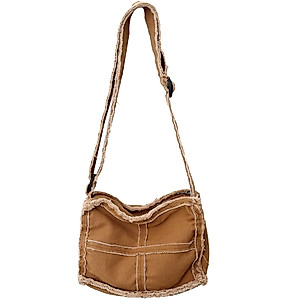 Micmores Hobo Bags for Women Small Crossbody Purse Y2K Canvas Tote Bag Stylish Handbag Fashion shoulder Bag (Brown)