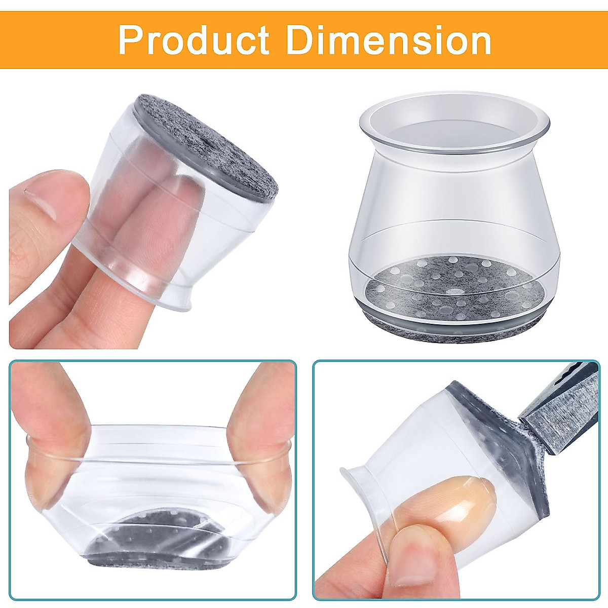 16pcs Chair Leg Floor Protectors,Bar stools Leg Protectors Caps,Dining Room Table Chair Leg Protectors for Hardwood Floors,Chair Leg Covers Silicone Felt Furniture Pads (Small fit: 0.9'' - 1.29'')