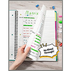 SUNEE 5 Subject Notebook College Ruled - 300 Pages, 8.2"x10.8", Spiral Lined Notebook with 5 Pocket Colored Dividers, 3-Hole Punched Paper, Teal Notebooks for School Supplies, Home & Office, Writing Journal