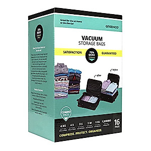 Greenco 16 Pack Space Saver Vacuum Seal Storage Bags, Combo Value Pack Space Bag