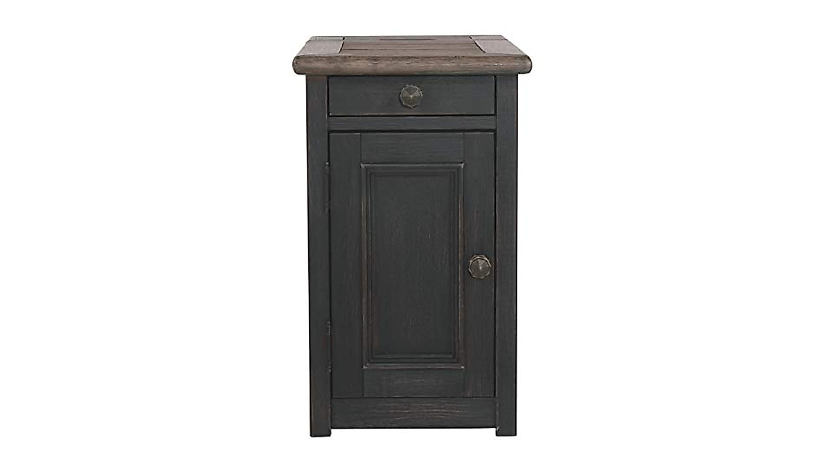 Rustic Chair Side End Table with USB & Tray - Ashley