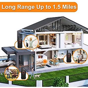 ChunHee 2 Pack Black Intercoms Wireless for Home Caregiver Pager Intercom for Elderly with Emergency SOS Alarm, 1.5 Miles Long Range Wireless Intercom System for Business Room to Room Communication