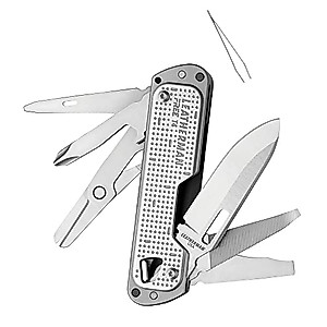 LEATHERMAN, FREE T4 Multitool and EDC Knife with Magnetic Locking and One Hand Accessible, Made in the USA, Stainless