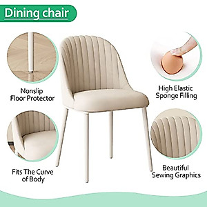 QEZEOM Dining Table and Chairs 5 Pieces Set of 4 People Dining Table Kitchen Table and Chairs Modern Elegant Furniture Metal Frame White