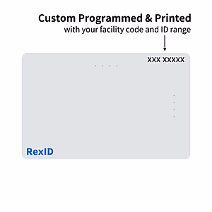 Same Day Custom Encoded & Printed 125KHz RexID ISO Proximmity Access Card,Standard 26bit H10301 or Other Special Format,Choose Your Facility Code and Range (100, H10301)