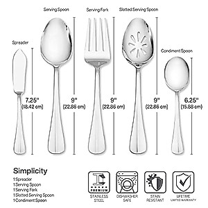 Pfaltzgraff Everyday Simplicity 53-Piece Stainless Steel Flatware Set, Service for 8