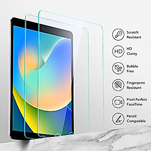 ESR for iPad 9th Generation Screen Protector, Tempered Glass Film with Easy Installation Frame for iPad 9/8/7 Gen (2021&2020&2019, 10.2 Inch), Scratch-Resistant, HD Clear, 2 Pack
