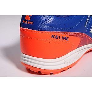 KELME Laceless Soccer Shoes for Kids and Youth – Soccer Cleats Turf or Futsal – Boys/Girls – Indoor or Outdoor Football Boots (Blue/Orange, 4)
