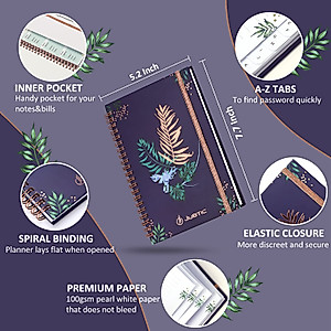 JUBTIC Hardcover Address Book with Alphabetical Tabs, Spiral Bound Address Book with Refillable Pages Medium Telephone book incl. Address, Password, Contact, Tel, Email, Important Date for Home Office