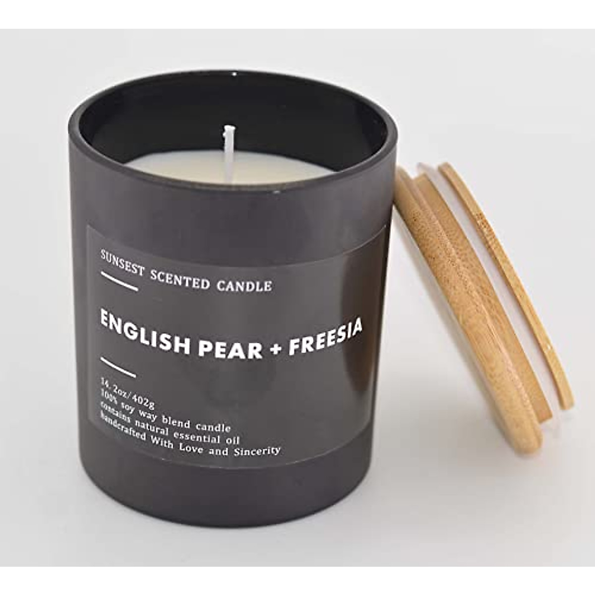 SunSest Scented Candle - English Pear & Freesia - Surprising Gifts -All Natural Soy Wax and 100% Pure Essential