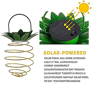 NC 4Pcs Solar Pineapple Light Wrought Iron Winding LED Light Outdoor Hanging Light String Light Garden Home Decoration Light