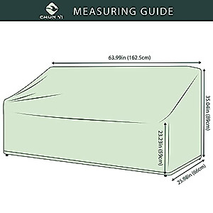 CHUN YI Patio Sofa Cover, Heavy-Duty Patio Bench Cover, UV-Coated Ultra-Durable Outdoor Furniture Sofa Cover for Lawn Garden with Air Vent 3-Seater (64" Wx26 Dx35 H,Green)