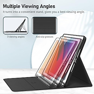 FINTIE Keyboard Case for iPad 9th / 8th / 7th Generation (2021/2020/2019) 10.2 Inch, Soft TPU Back Stand Cover with Pencil Holder, Magnetically Detachable Wireless Bluetooth Keyboard, Black