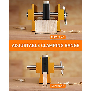 Kolvoii Self Centering Doweling Jig, Dowel Jig Kit Width Adjustable for Straight Holes Biscuit Joiner Tools with 3 High Speed Steel Drill Bits, 6 Drill Guide Bushings(Gold)