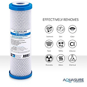 Aquasure Pioneer Series 1 Micron Solid Coconut Shell Carbon Block Water Filter - 10" x 2.5"