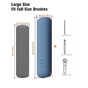 FERYES Large Travel Makeup Brush Holder, Magnetic Anti-fall Out Silicon Portable Cosmetic Face Brushes Holder, Soft and Sleek Makeup Tools Organizer for Travel- (8.27 * 2.36 * 1.57)