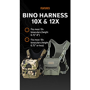 Mystery Ranch Bino Harness 12x, Chest Rig, Binocular Case, Tactical Pouch, for Rough Country, Hunting, Outdoors - Coyote-XL