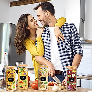 BGraceyy Glass Jars with Bamboo Lids for Kitchen, 32 oz 8 Pcs Airtight Pantry Storage Containers for Rice, Candy, Sugar, Flour, Nuts, Cookie, Coffee Bean