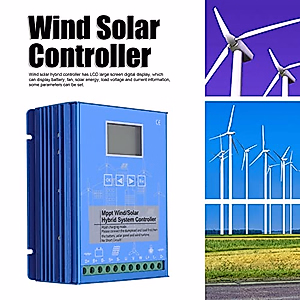 FOUF Wind Solar Hybrid Controller, 12V 24V LCD Display MPPT Boost Charging Multifunctional LCD Wind Solar Controller, Battery Off Grid Controller Wind Turbine Solar Hybrid MPPT Charge Boost