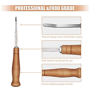 Premium Hand Crafted Bread Lame with 5 Replaceable Blades Dough Making Slasher Tools for Scoring Sourdough Bread Easily - Super Sharp and Durable Razors with Authentic Leather Protective Cover