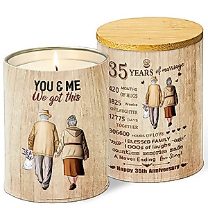 35th Anniversary Romantic Candle Gifts, Wedding Anniversary Couple Gifts for Him Her, 35th Wedding Gift for Wife Mom Husband Mom Grandma Grandpa, 35 Years of Marriage Lavender Candle Gift