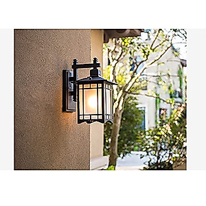 Wall Light, Wall Sconces, Black Square Outdoor Waterproof Wall Lantern Simple Die-cast Aluminum Lamp Body Wall Sconce Light Transmission Uniform Frosted Glass Lampshade Shop Shop Exterior Wall Lightin