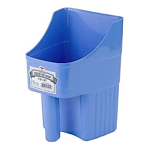Little Giant® Plastic Enclosed Feed Scoop | Heavy Duty Durable Stackable Feed Scoop with Measure Marks | 3 Quart | Ranchers, Homesteaders and Livestock Farmers | Berry Blue