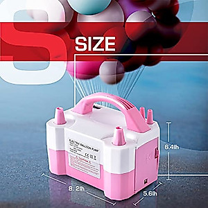YIKEDA Electric Air Balloon Pump, Portable Dual Nozzle Electric Balloon Inflator/Blower for Party Decoration,Used to Quickly Fill Balloons - 110V 600W [Pink]