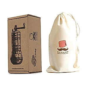 Bazaar Anatolia Turkish Pepper Mill Grinder Refillable Spice 4.2" Manual Crank Handle (Dark Silver)