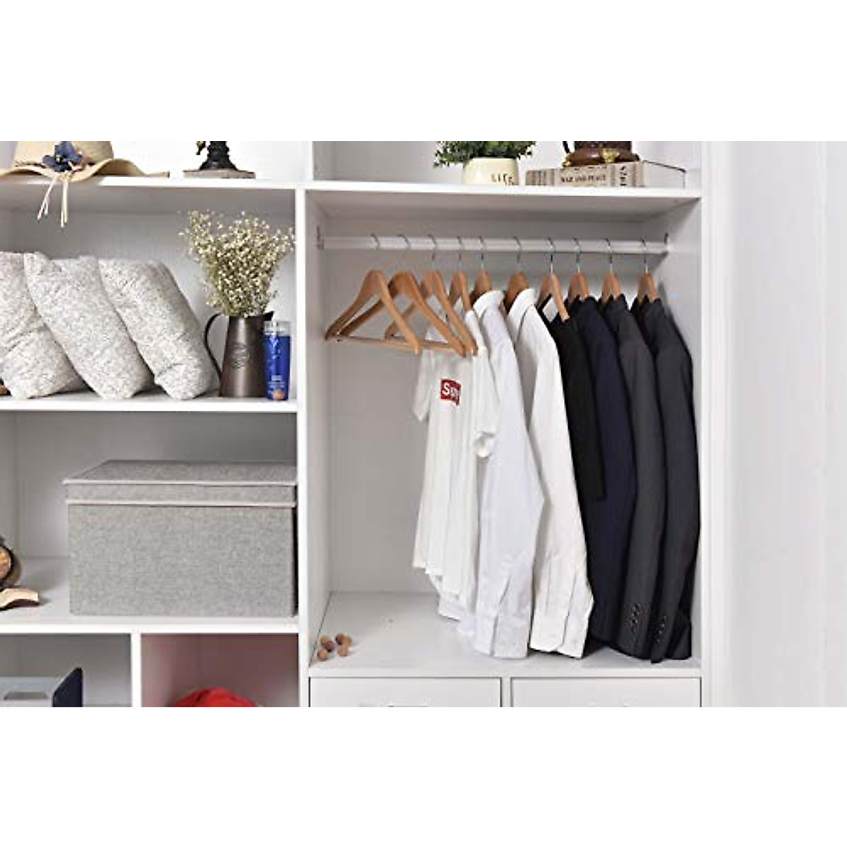 Quality Wooden Hangers - Semi Contoured Hanger Set in 20-Pack - Solid Wood Coat Hangers with Stylish Chrome Hooks - Heavy-Duty Clothes, Jacket, Shirt, Pants, Suit Curved Hangers (Natural, 20)