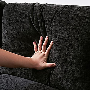 POULEII Sectional Sofa,Modern U-Shape Modular Sectional Sofa Sleeper Couch with Chenille Fabric and Gold-Plated Feet for Living Room, Apartment, Office,Black