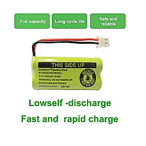 BAOBIAN 2.4V 400mAh Cordless Home Phone Battery Compatible with AT&T BT162342 BT-162342 BT166342 BT-166342 BT266342 BT-266342 BT183342 BT-183342 BT283342 BT-283342 VTech CS6329 CS6114 CS6419(4 Pack)