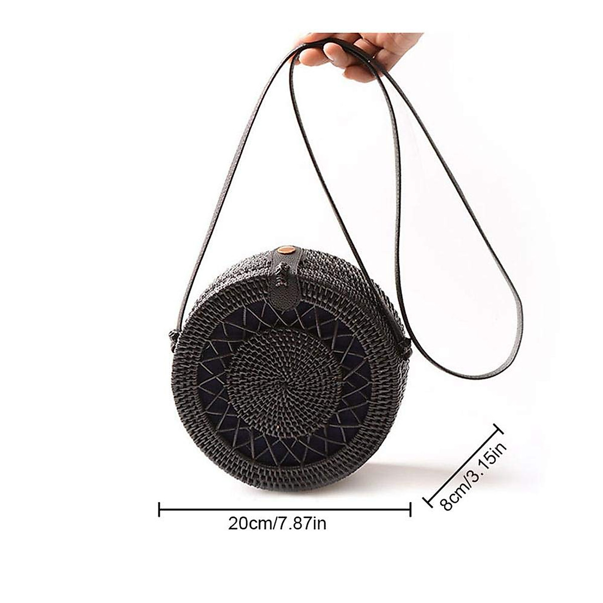 Gets Women's Woven Bag Round Handmade Rattan Shoulder Bag Cross Body Boho Beach Bag (Ordinary)