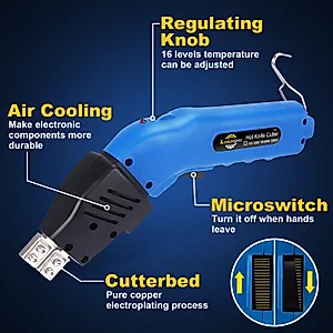 Komsepor Foam Cutter with Slotting/Groove Electric Hot Knife Styrofoam Cutter Foam Cutting Tool Air Cooled Hot Knife Foam Cutter 200W 110-120V (5 Blades) for EPP, EPS, XPS, EPE, KT Board, Sponge