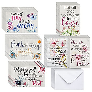 60 Pack Christian Inspirational Greeting Cards with Envelopes, Bulk, Motivational Bible Verses Scripture (Floral Design, 4x6 In)