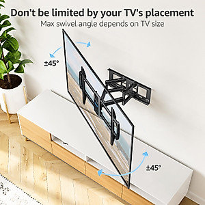 MOUNTUP Full Motion TV Wall Mount for Most 42-82 inch TVs, Wall Mount TV Bracket with Articulating Swivel and Tilt, TV Mount Max VESA 600x400mm, Holds up to 100lbs Fits 16" Studs MU0028