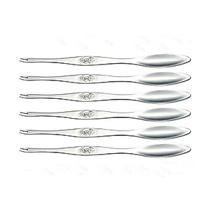 AKOAK 6 Pcs Seafood Tools,Double Headed 304 Stainless Steel Fork and Spoon for Crab and Lobster