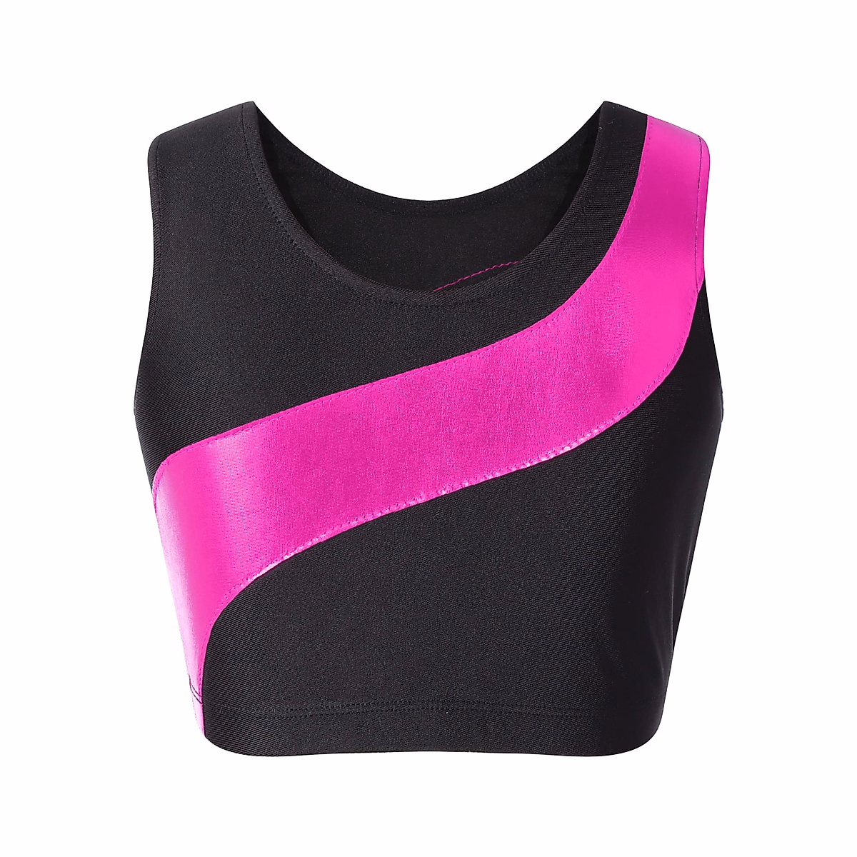 easyforever Kids Girls Sleeveless Shiny Rhinestone Ballet Dance Crop Tank Top Yoga Vest Sports Gymnastic Workout Bra Hot Pink 8 Years