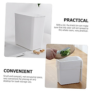 OFFSCH Garbage Container Bin Tiny Trash Can Tiny Desk Trash Can Slim Trash Can Garbage Bucket Waste Basket Garbage Can Kitchen Table Garbage Container Wastebasket Office Mini White Pp
