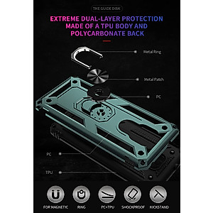 YZOK Compatible with Moto G Play Case,with HD Screen Protector,[Military Grade] Ring Car Mount Kickstand Hybrid Hard PC Soft TPU Shockproof Protective Case for Motorola G Play 2021 (Dark Green)