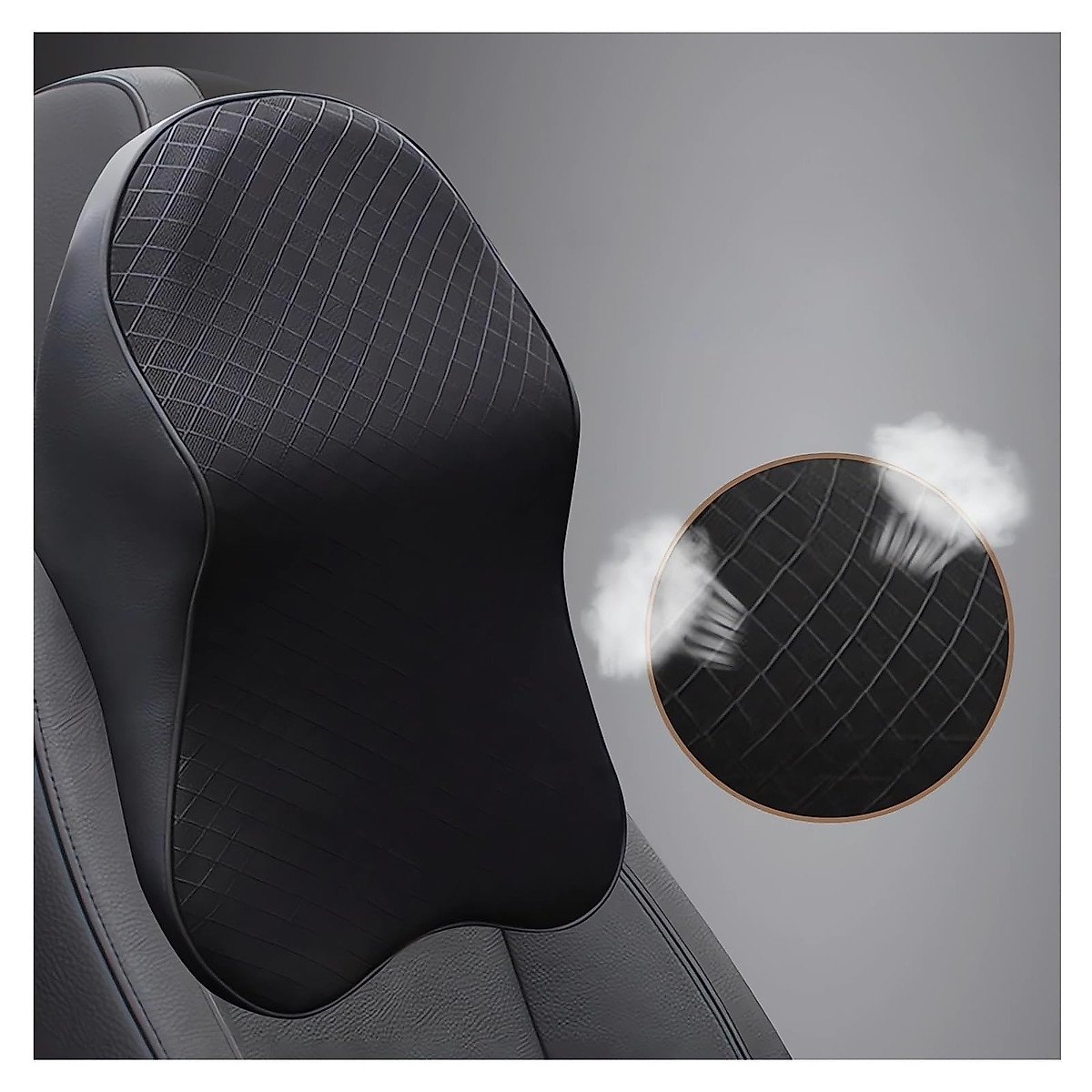 Car Seat Headrest Neck Rest Cushions - 2023 New Ergonomic 3D Memory Foam Car Neck Pillow with Removable Cover, Car Neck ＆ Head Support Rest Pillow, Head Rest for Office Chair Neck Support (Black)