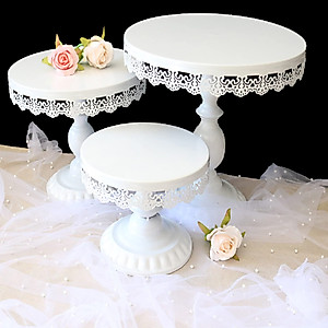 ATRDTO Set of 9 Pieces Cake Stands Iron White Cupcake Holder for Dessert Table Birthday Party Wedding Afternoon Tea Festival