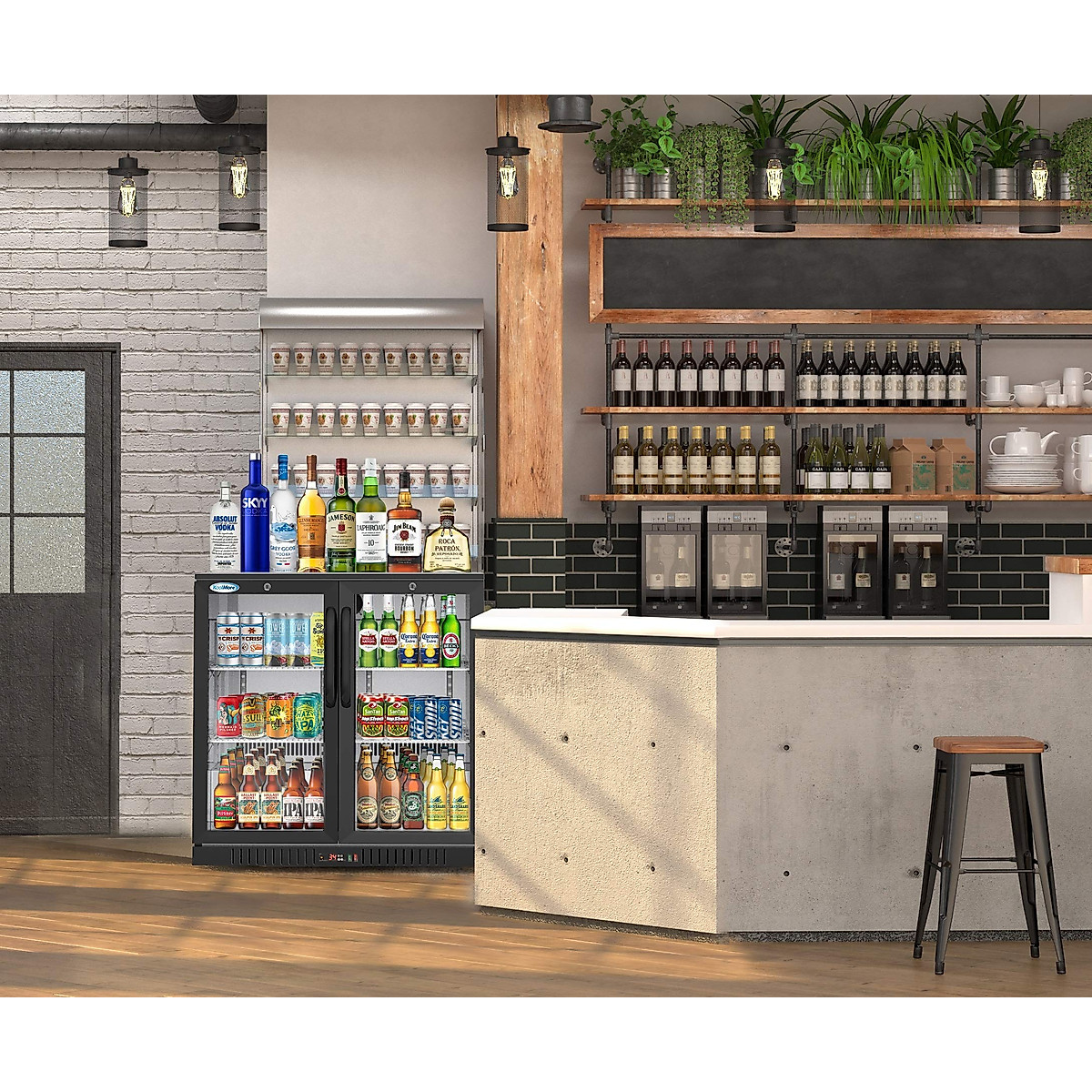 KoolMore BC-2DSW-BK Refrigerator, Double Door, Black