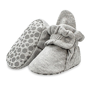 Zutano Unisex Organic Cotton Baby Booties With Gripper Soles, Gray Heather, 12M