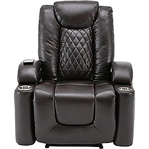 ModernLuxe Power Electric Recliner Chair with USB Charge Port and Cup Holder - Recliner Sofa Overstuffed Electric PU Recliner Chair Home Theater Seating Bedroom & Living Room Chair