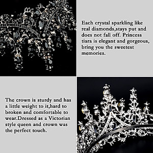 CURASA Black Crown Crystal Crown with Comb Baroque Tiaras and Crown for Women Queen Crown for Halloween Coustume Birthday Party Hair Accessories for Women