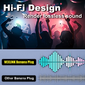 VCELINK Speaker Banana Plugs 6 Pairs/12 Pcs, 24K Gold Plated Dual-Screw Type Speaker Connector for Speaker Wire, Home Theater, Wall Plate, Audio/Video Receiver and Sound Systems (Red+Black)