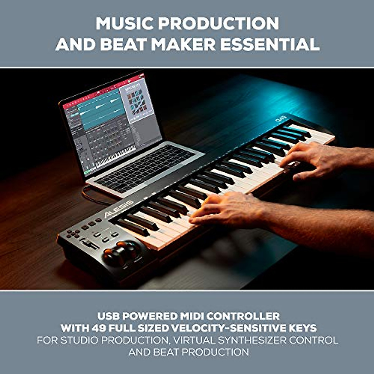 Alesis Q49 MKII - 49 Key USB MIDI Keyboard Controller with Full Size Velocity Sensitive Synth Action Keys and Music Production Software Included